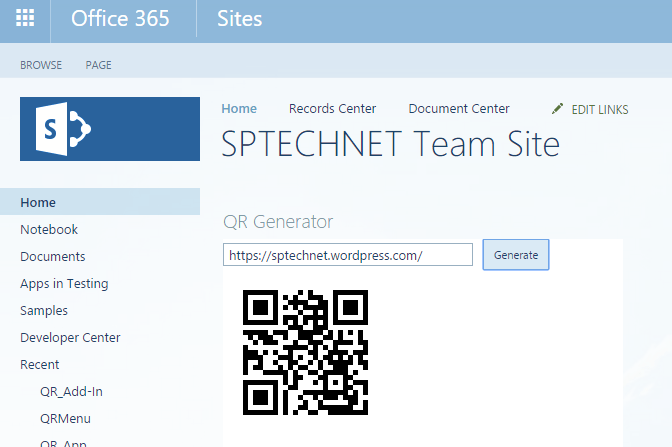 QR Code Generator Add-In for SharePoint – Ravichandran Blog