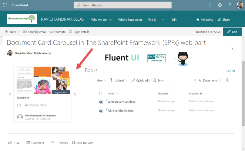 Document Card Carousel in The SharePoint Framework (SPFx) web part ...