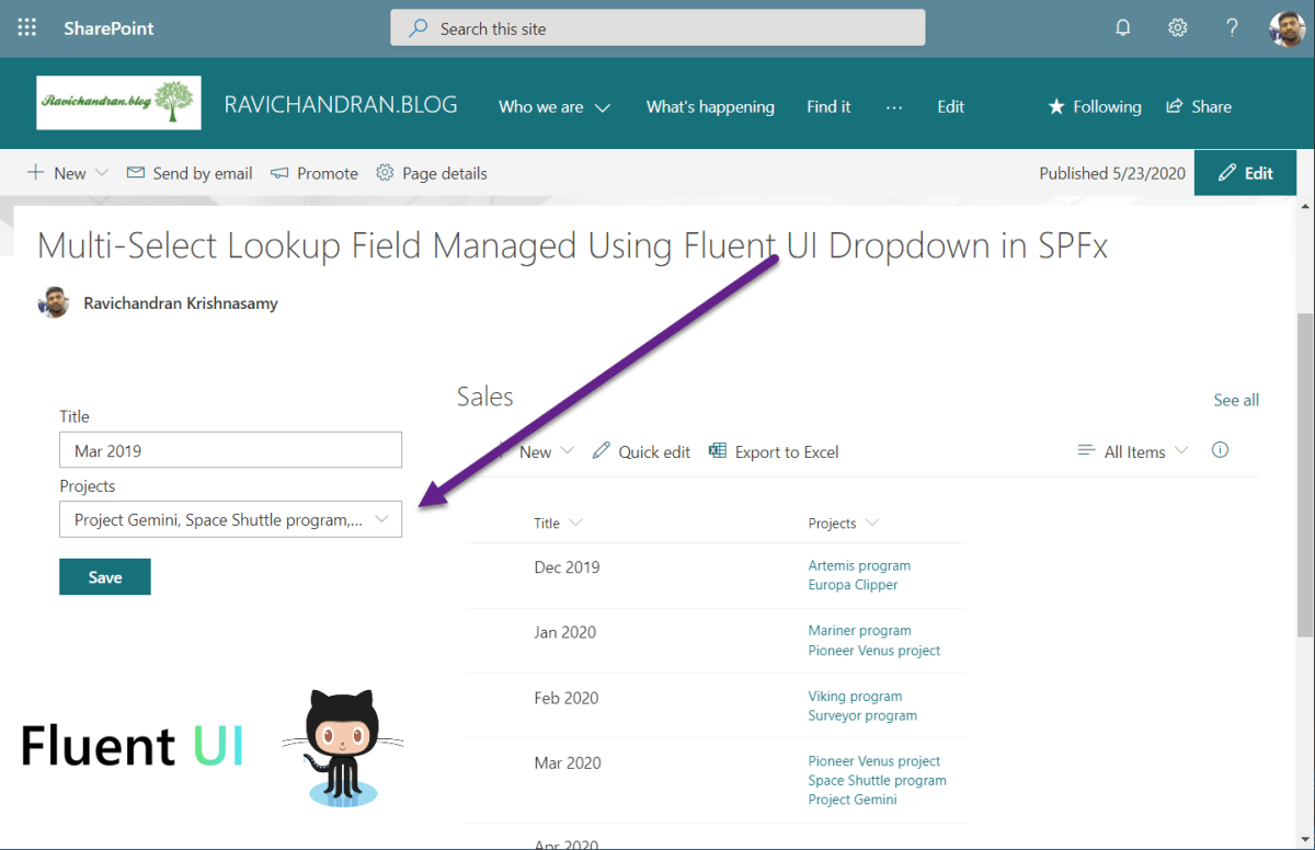 Multi-Select Lookup Field Managed Using Fluent UI Dropdown in SPFx – Ravichandran Blog