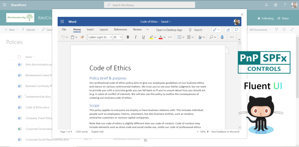 Popup Documents using PnP IFrameDialog Control in SPFx – Ravichandran Blog