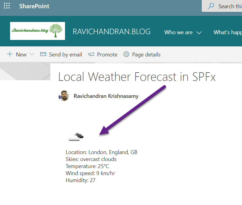 Local Weather Forecast in SPFx – Ravichandran Blog