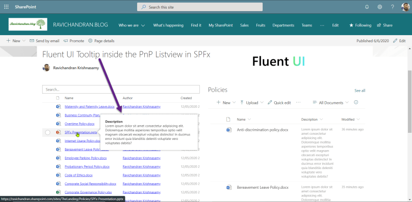 Ravichandran Blog – Microsoft 365 developer blog