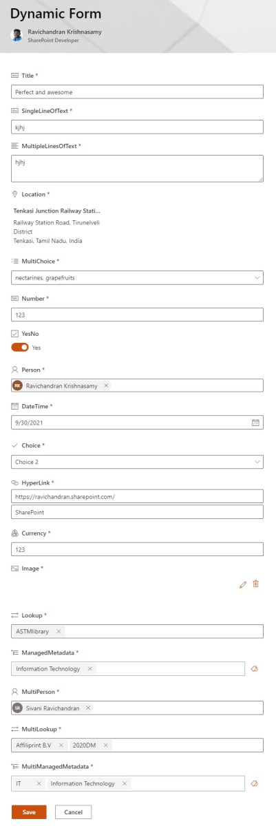PnP Dynamic Form Control for SPFx – Ravichandran Blog